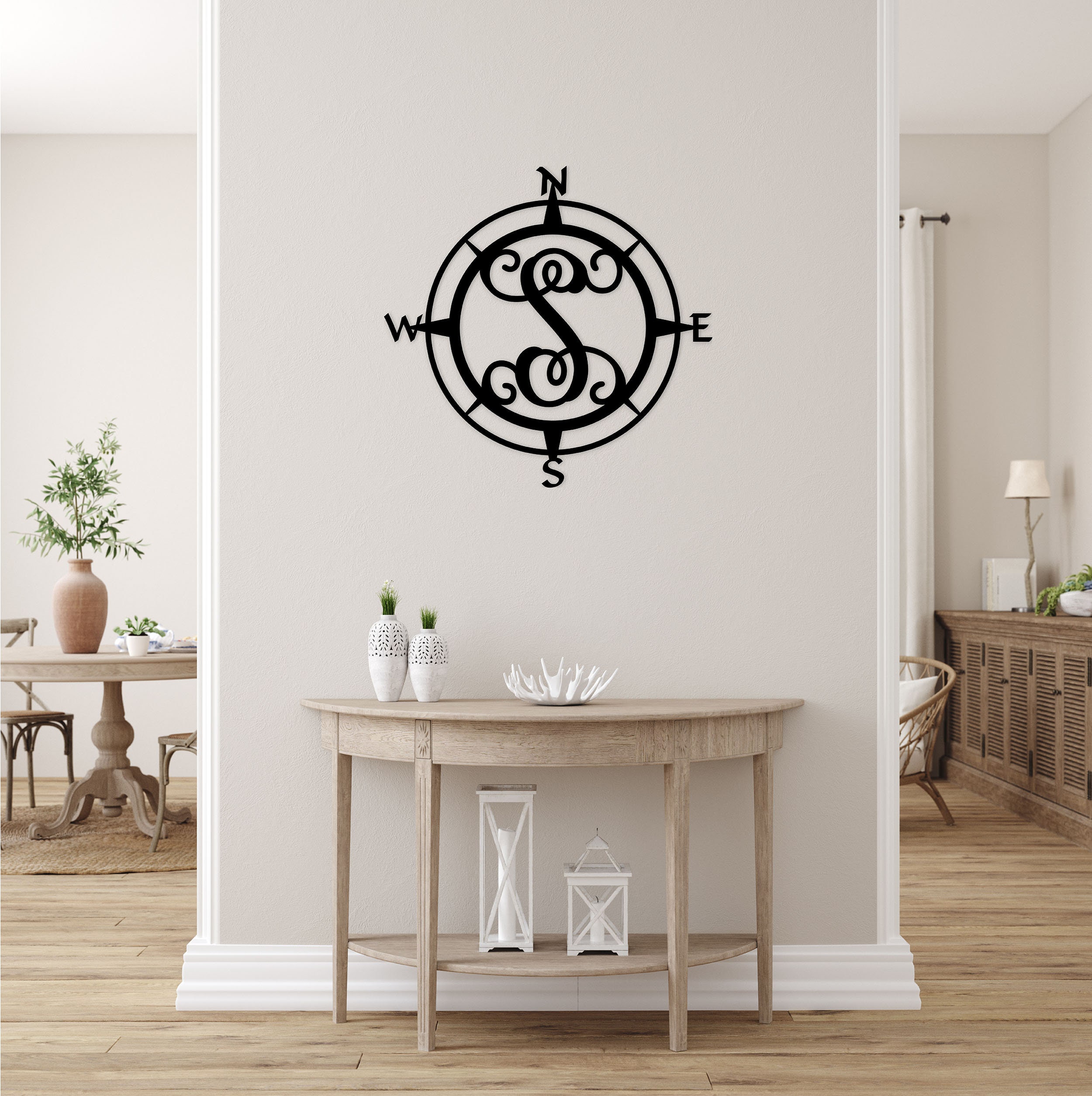 Compass Monogram Metal Sign Metal Wall Art Words Sign for - Etsy