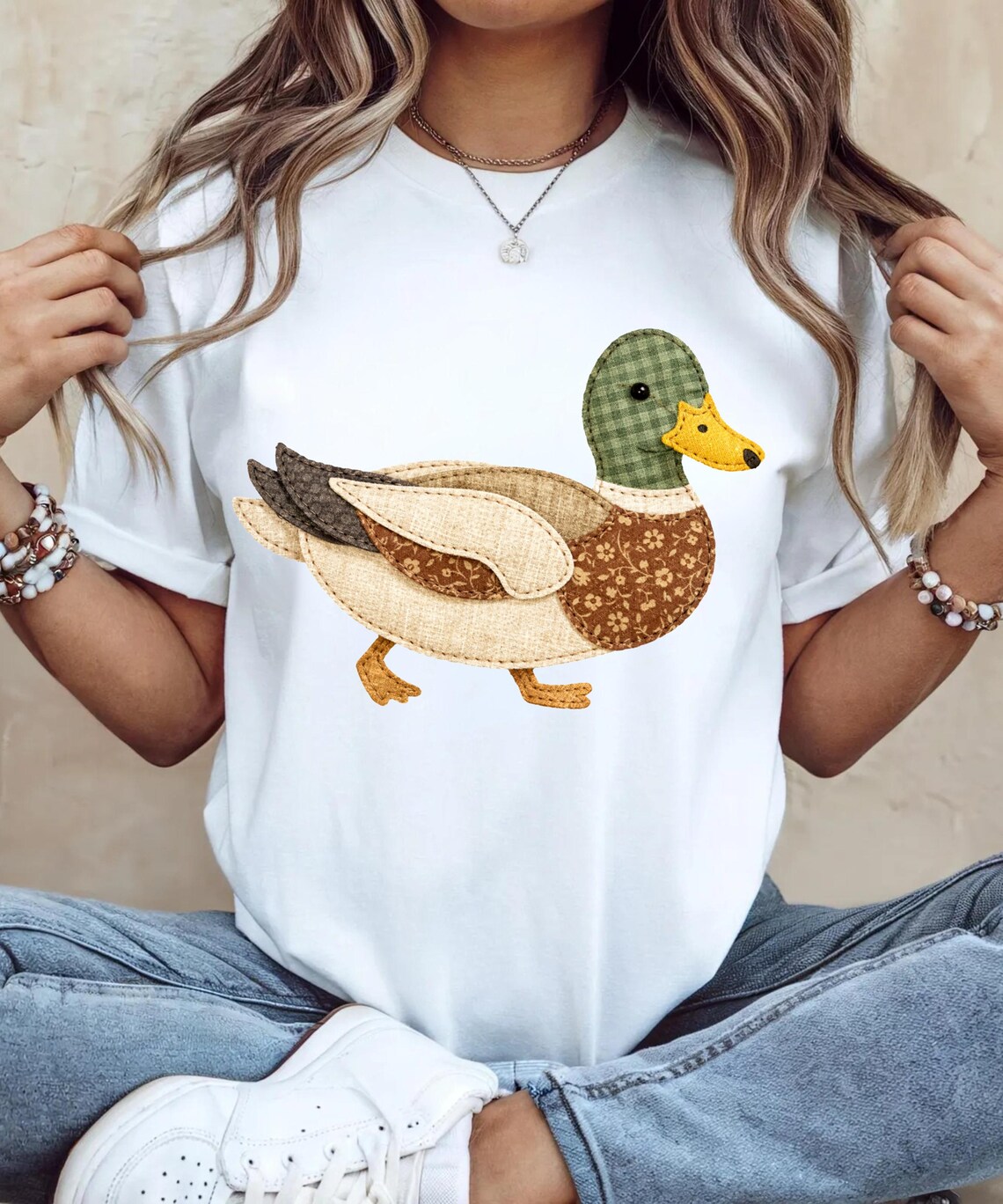 Patchwork Mallard Duck PNG, Faux Embroidery Hunting Duck Design - Etsy