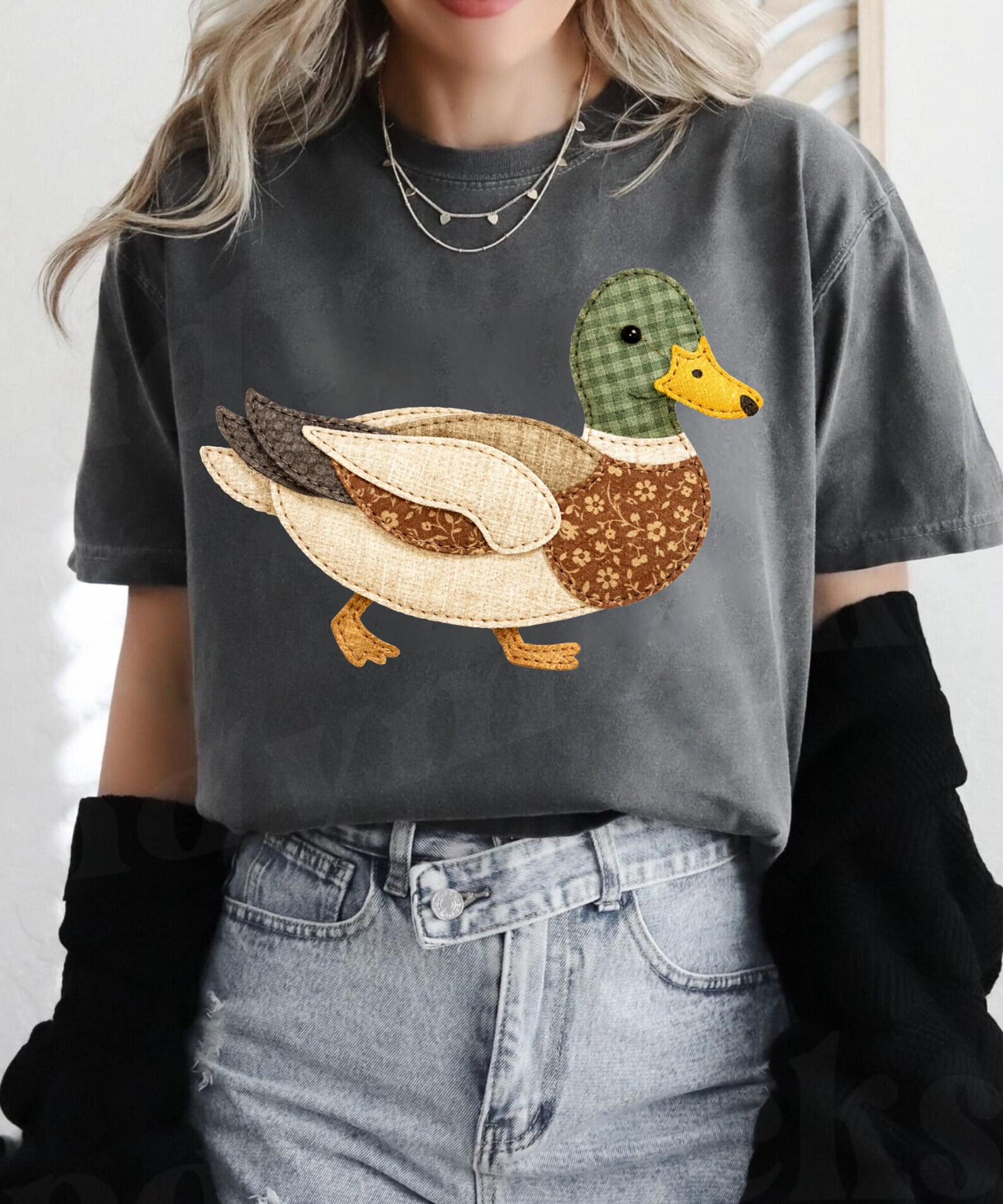 Patchwork Mallard Duck PNG, Faux Embroidery Hunting Duck Design - Etsy