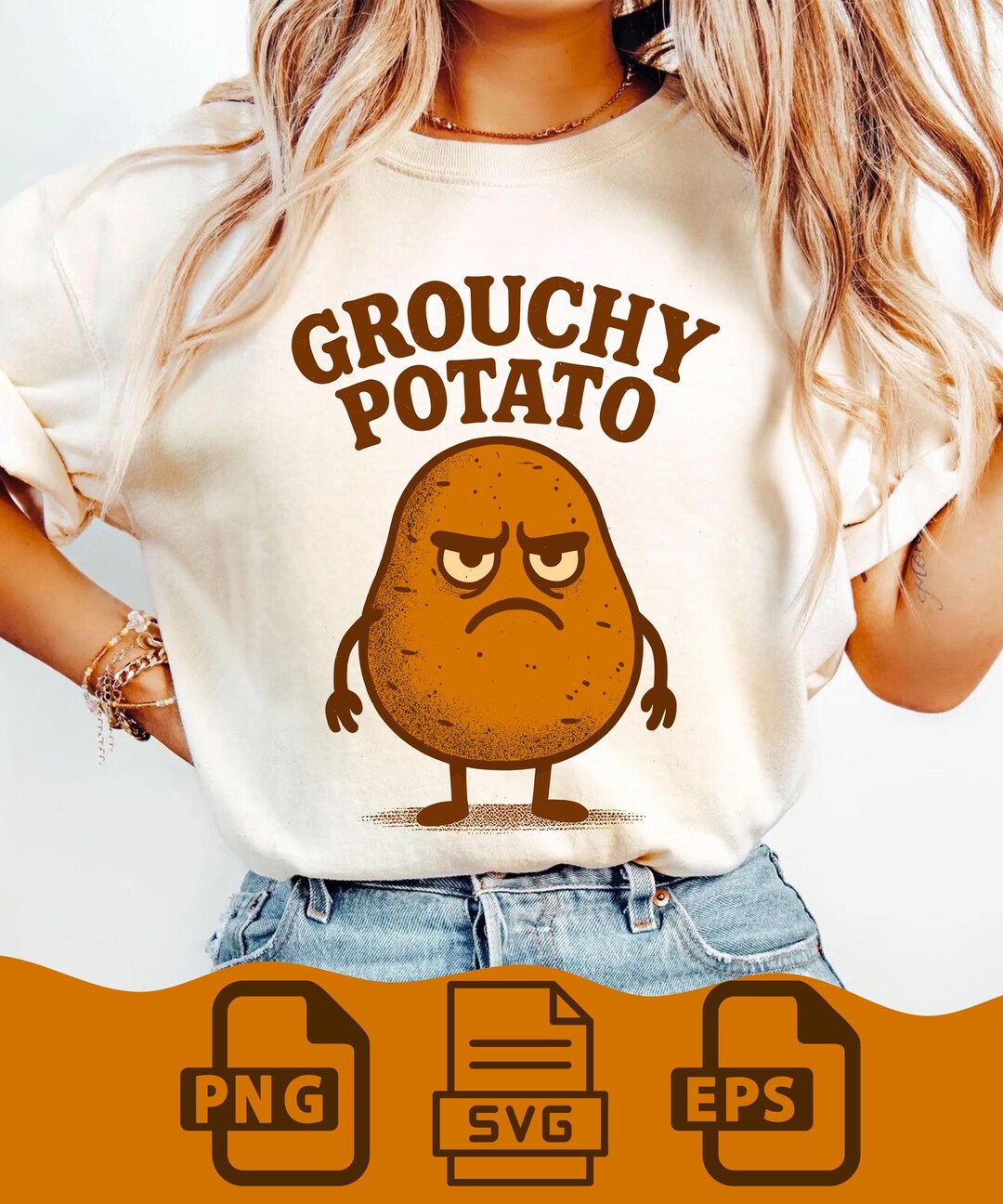 Grouchy Potato PNG SVG Eps - Funny Food Humor Fall Design - Sarcastic ...