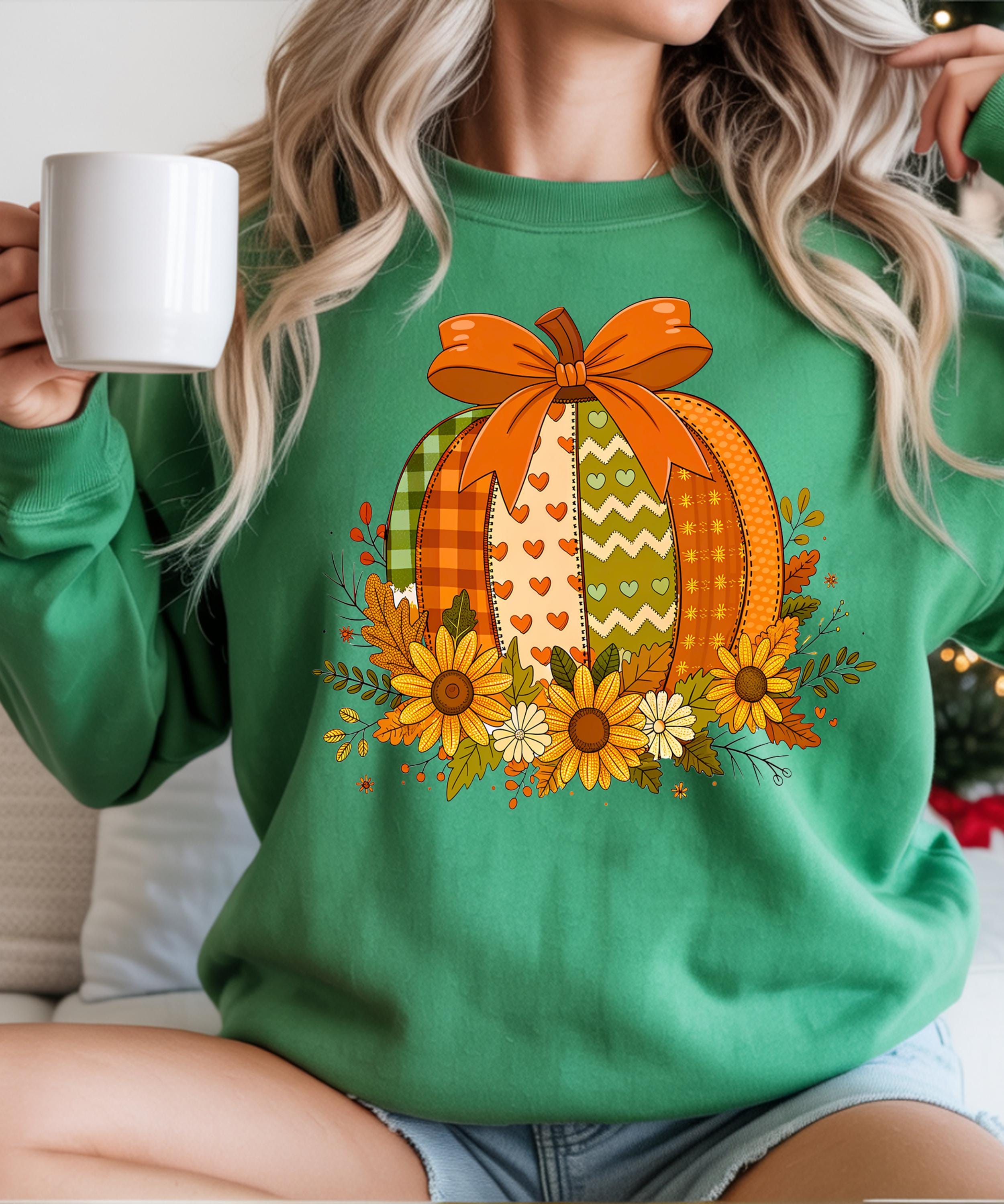 Fall Pumpkin Patchwork PNG, Autumn Sunflower Pumpkin Clipart ...