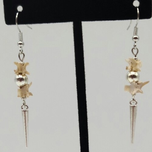 Silver Spike Snake Bone Earrings Real Bone Jewelry Snake - Etsy