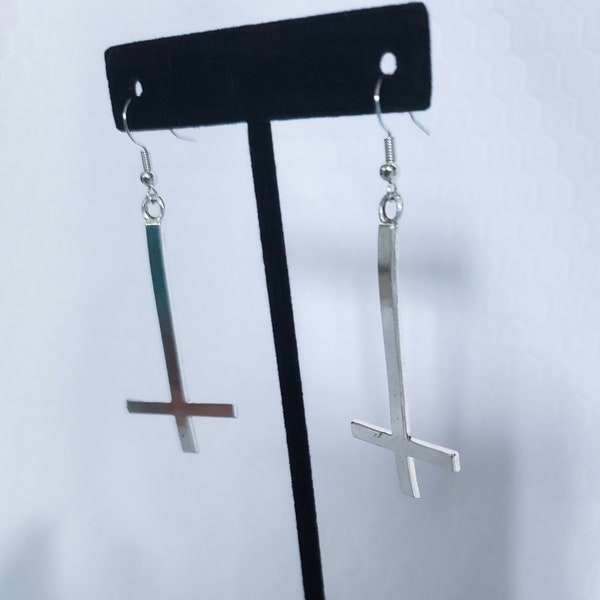 Inverted Cross Earrings - Etsy