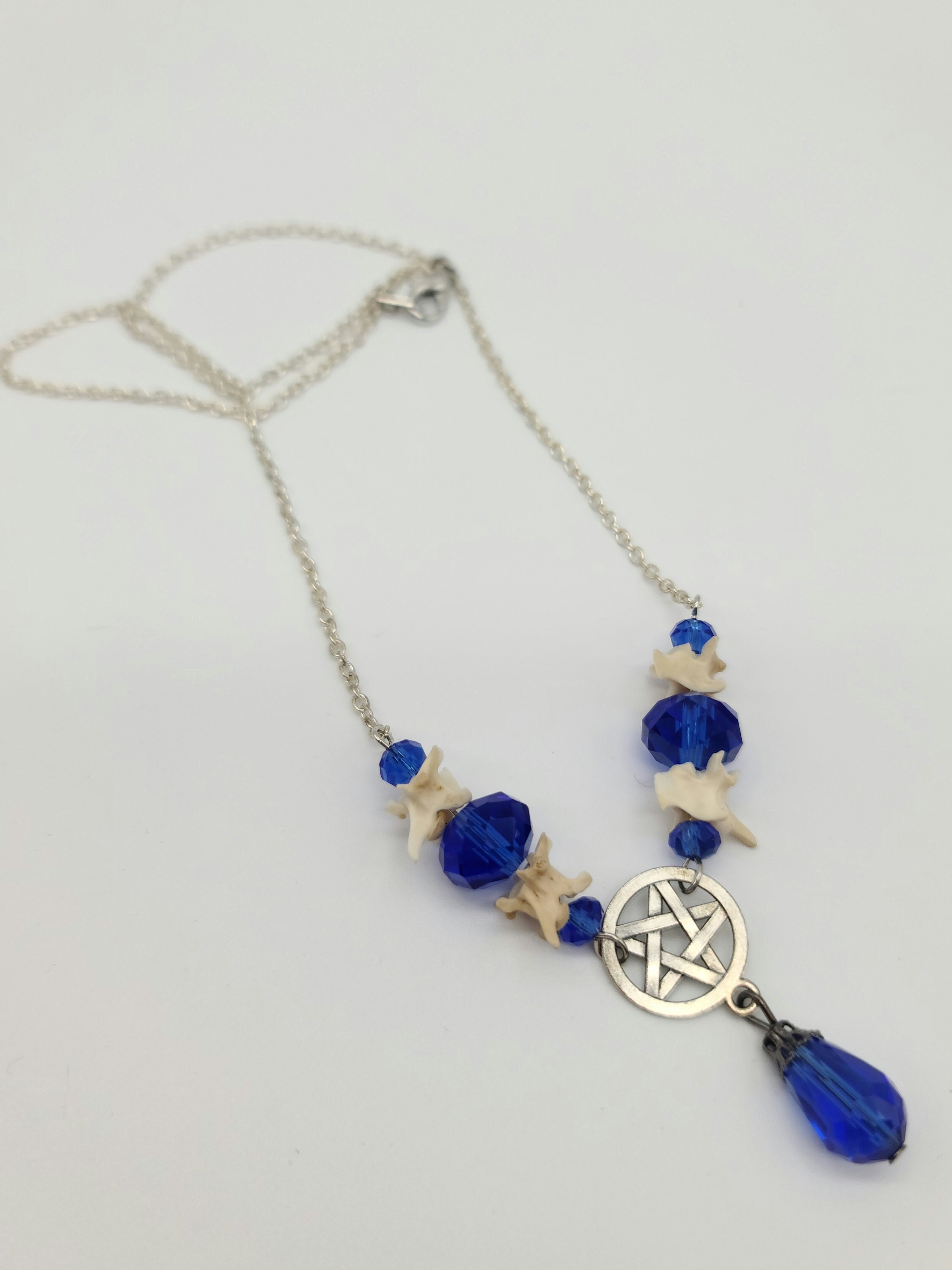Blue Pentagram Snake Vertebrae Bone Necklace Vulture Culture - Etsy