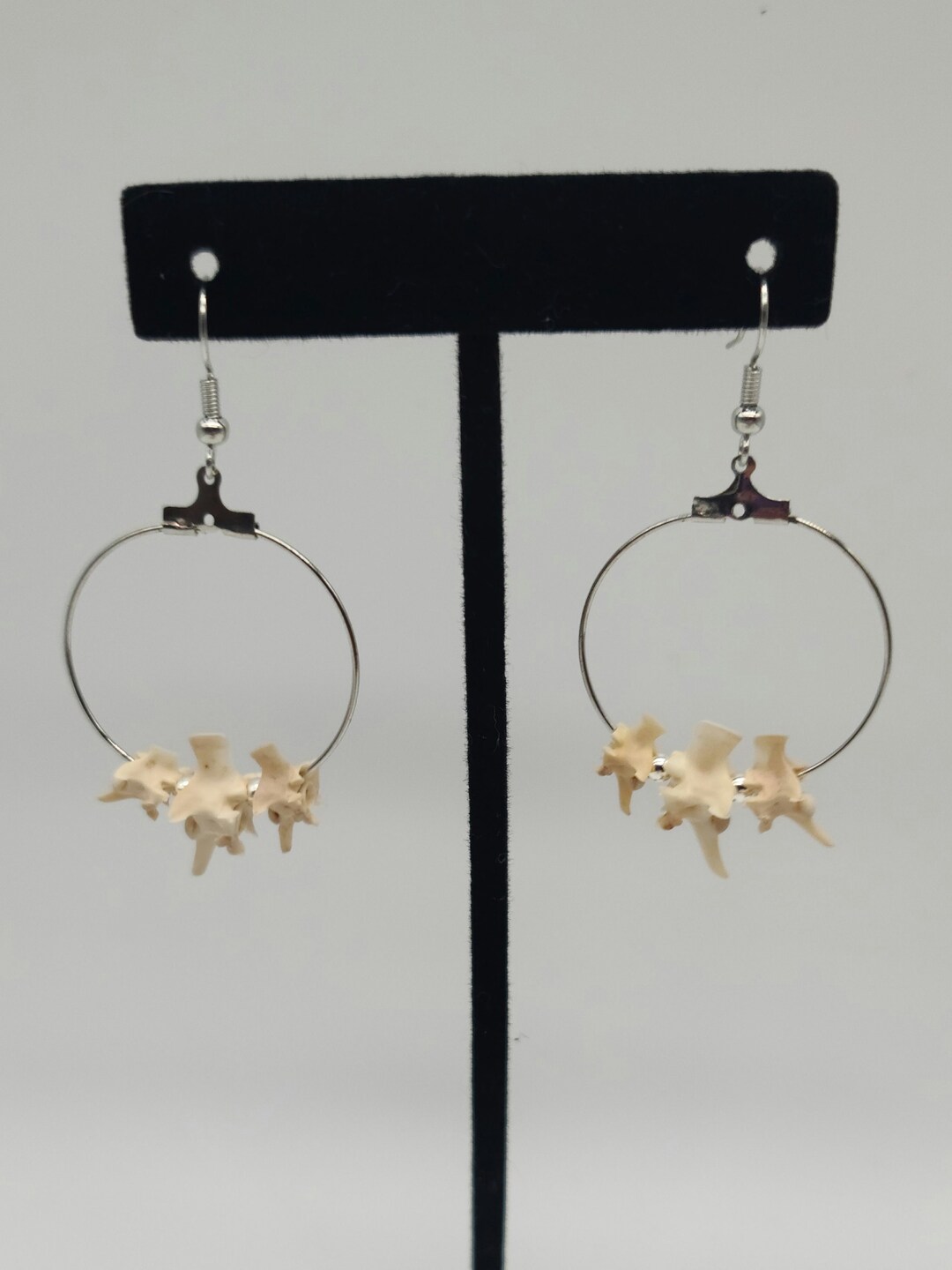 Silver Snake Bone Hoop Earrings, Vertebrae Vulture Culture Jewelry ...