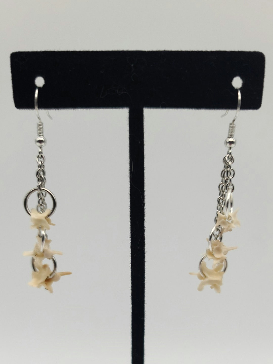 Silver Triple Dangle Earring, Snake Bone Earrings, Real Bone Jewelry ...