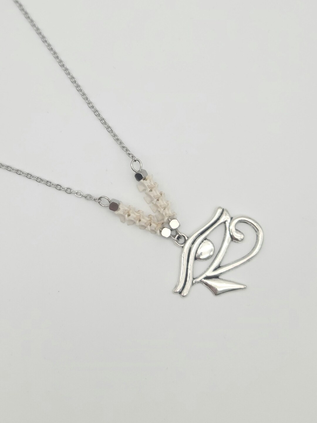 Eye of Horus Snake Bone Necklace, Real Bone Jewelry, Snake Vertebrae ...