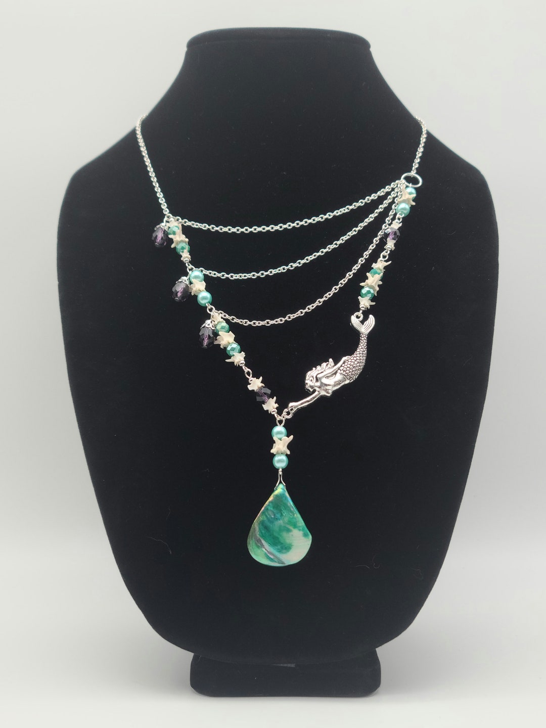 Mermaid and Snake Bone Necklace, Ocean Sea Themed Bone Jewelry, Real ...