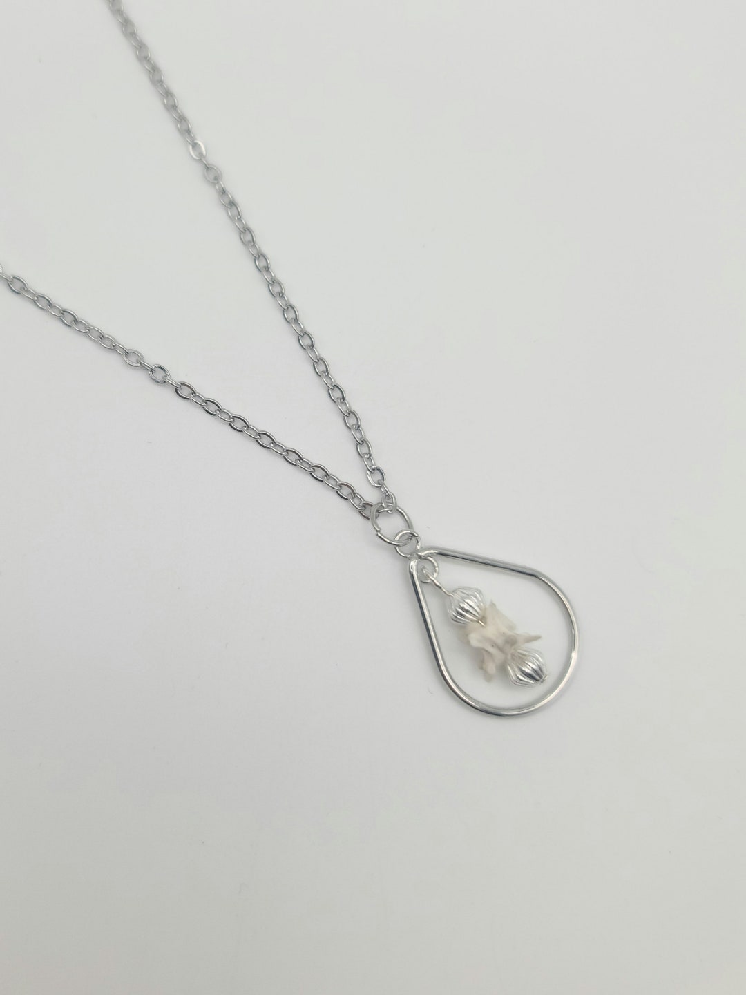 Silver Single Snake Vertebrae Bone Necklace, Real Bone Necklace ...