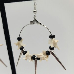 Bone and Black Glass Bead Earrings, Vertebrae Vulture Culture Jewelry ...