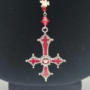 Red Snake Bone Rosary, Upside Down Cross Gothic Bone Rosary, Snake ...