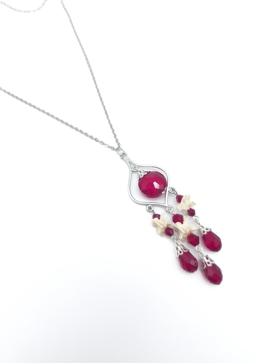 Red Rattlesnake Vertebrae Bone Necklace, Real Bone Necklace, Vulture ...
