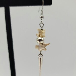 Silver Spike Snake Bone Earrings, Real Bone Jewelry, Snake Vertebrae ...