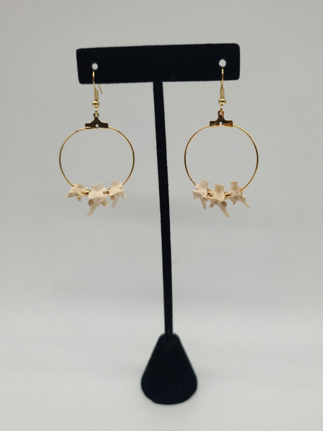 18k Gold Snake Bone Hoop Earrings Vertebrae Vulture Culture - Etsy