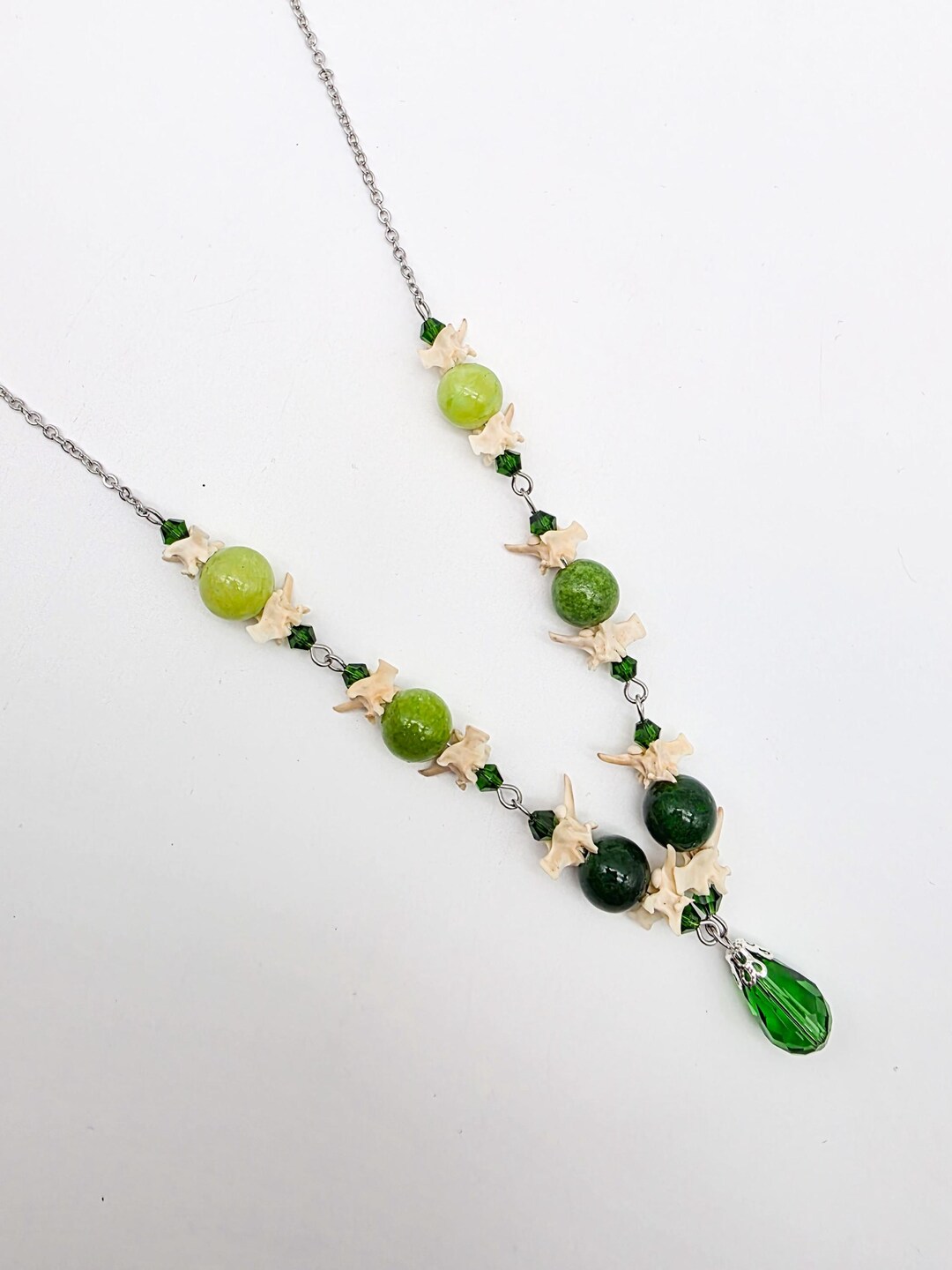 Green Rattlesnake Vertebrae Bone Necklace, Real Bone Necklace, Vulture ...