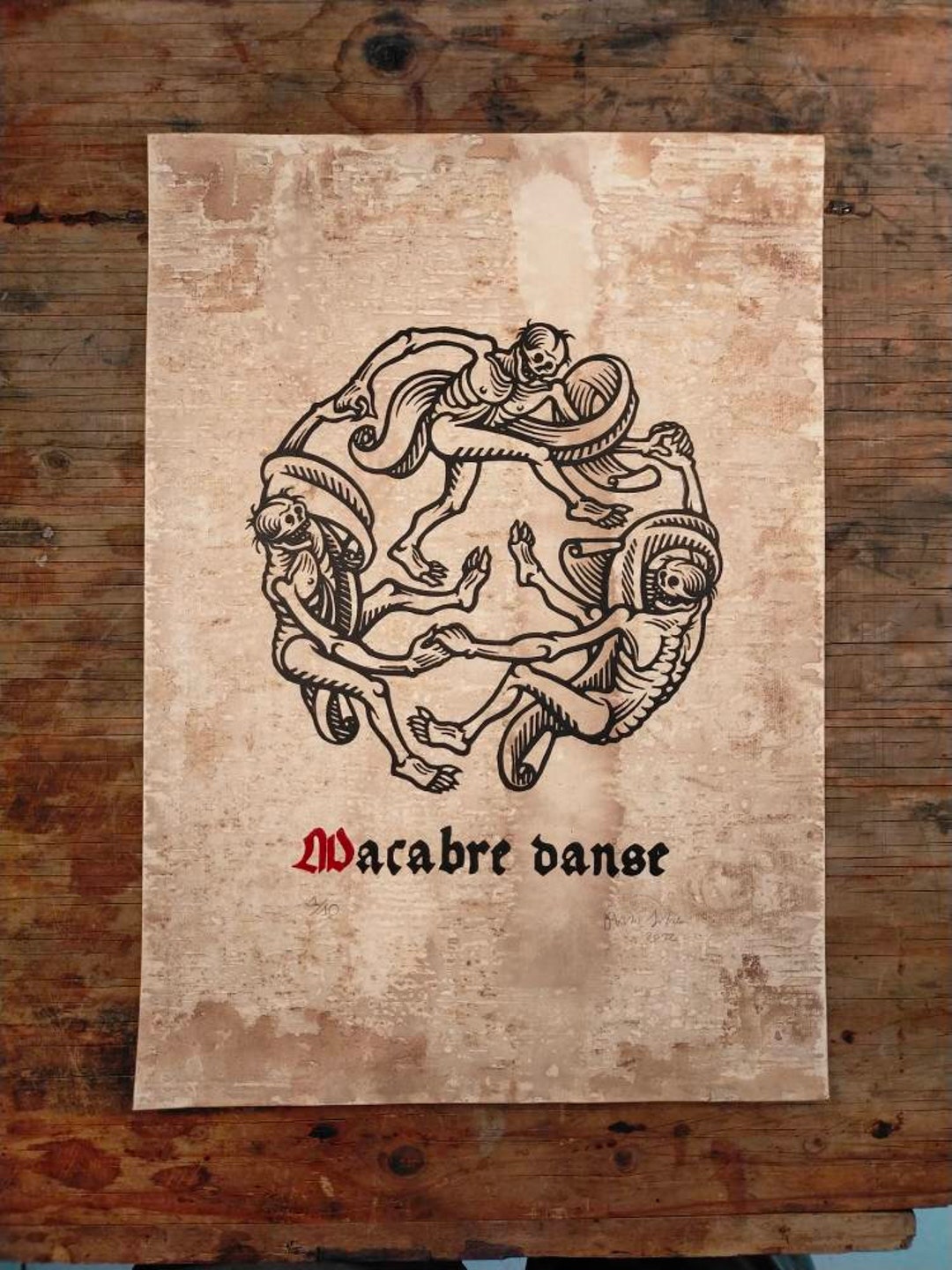 Macabre Danse Woodcut Print - Etsy