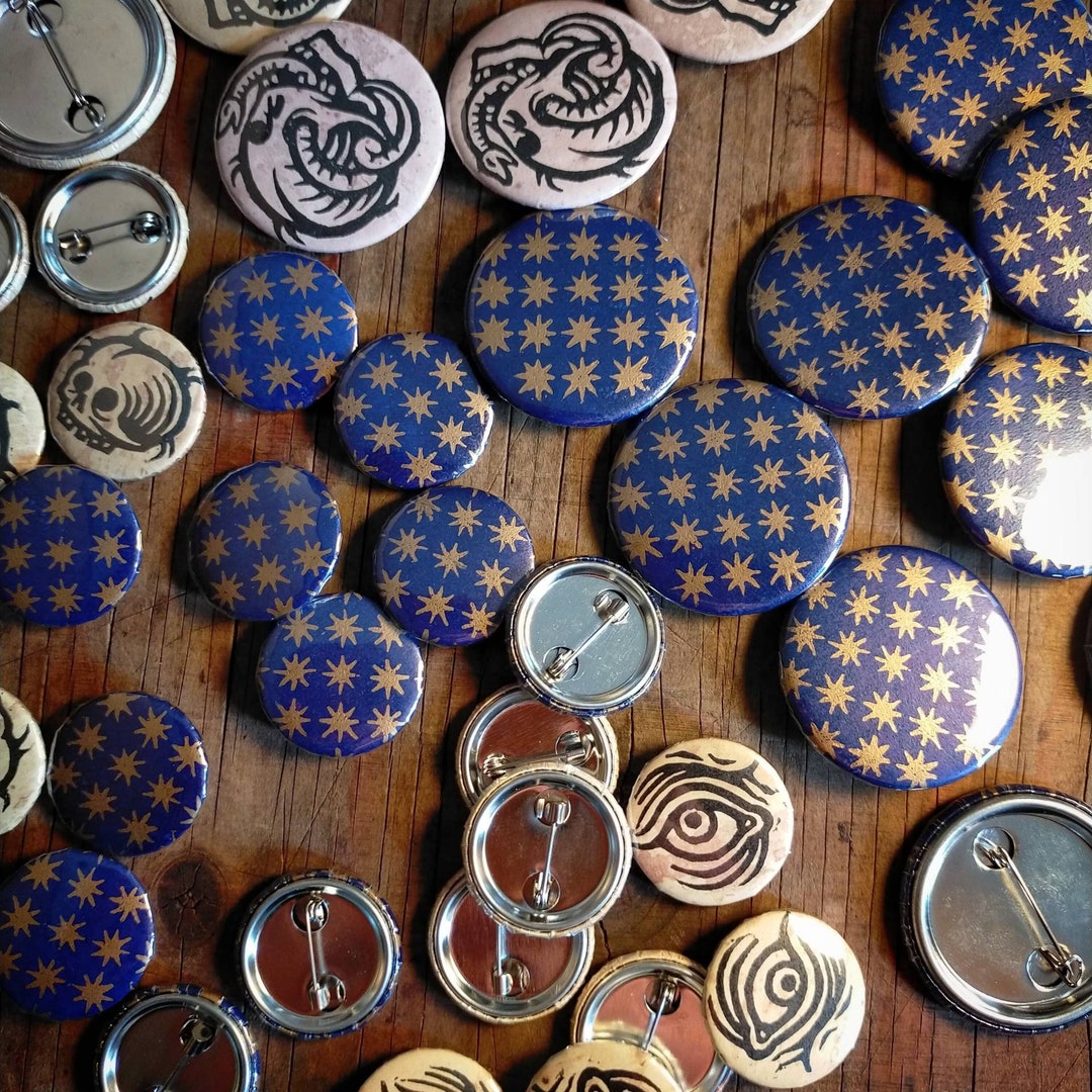 Medieval Woodcut Print Badges - Etsy