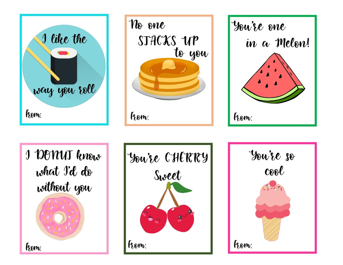 Food Puns Valentines Day Cards; Funny Valentine's; Printable - Etsy