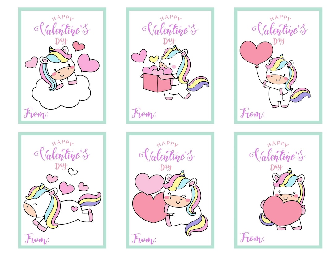 Unicorn Valentine's-printable - Etsy