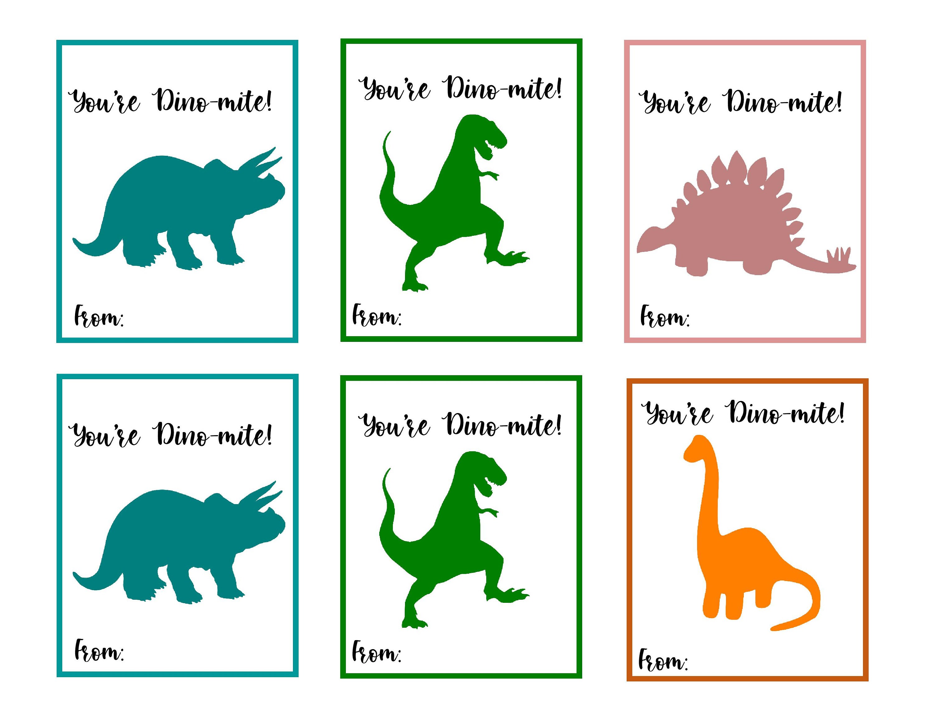 You're Dino-mite! Valentines Day Cards; Dinosaur Valentines Day Cards ...