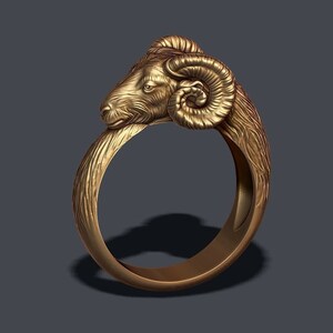 Ram Ring, Ram Head Ring, Gold Ram Ring II Gold Silver 10K 14K 18K 24K ...