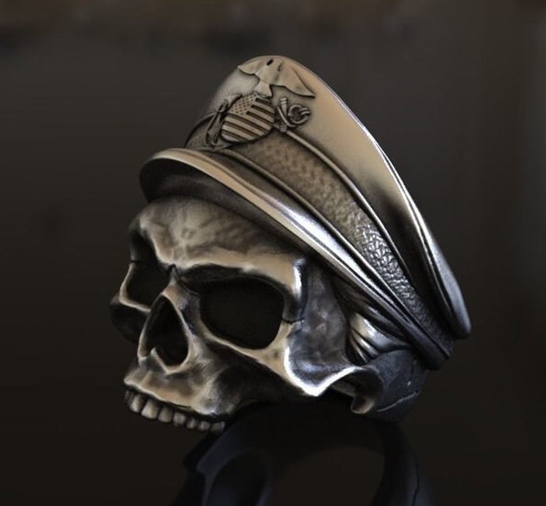 Us Marine Veteran Skull Ring Dead Captian Ring Anchor Ring - Etsy