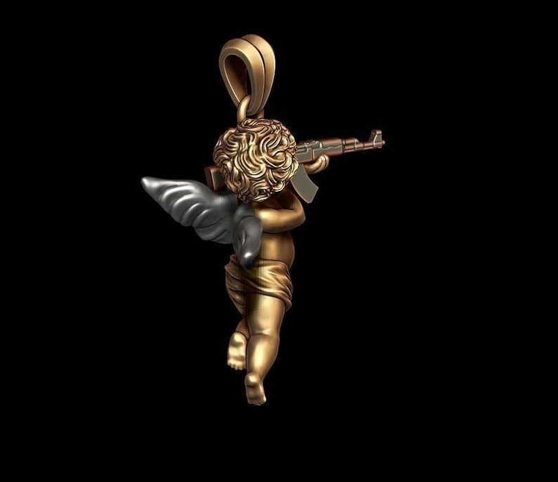 Baby Angel With Ak Gun Pendant Baby Angel With Ak47 Gun - Etsy