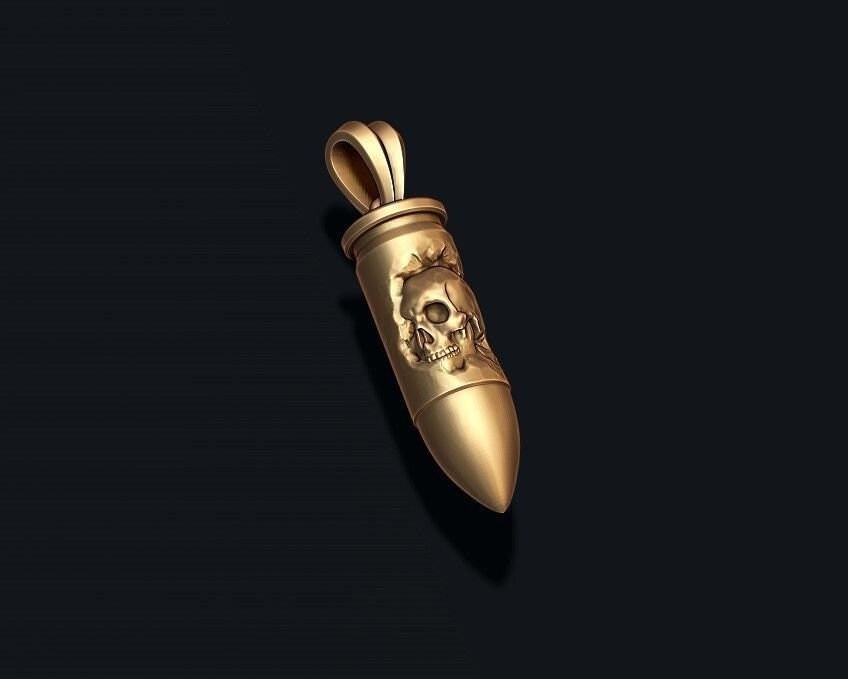 Solid Silver Bullet Necklace - Etsy