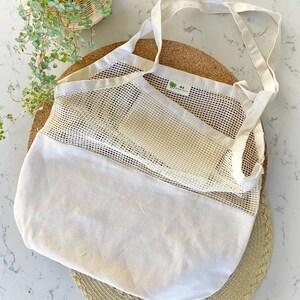 Organic Half Mesh Market Tote With Phone Pocket - Etsy