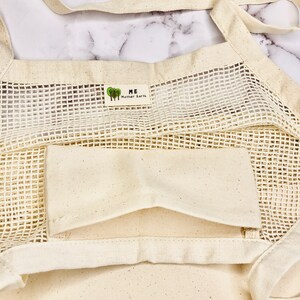 Organic Half Mesh Market Tote with Phone Pocket | Etsy