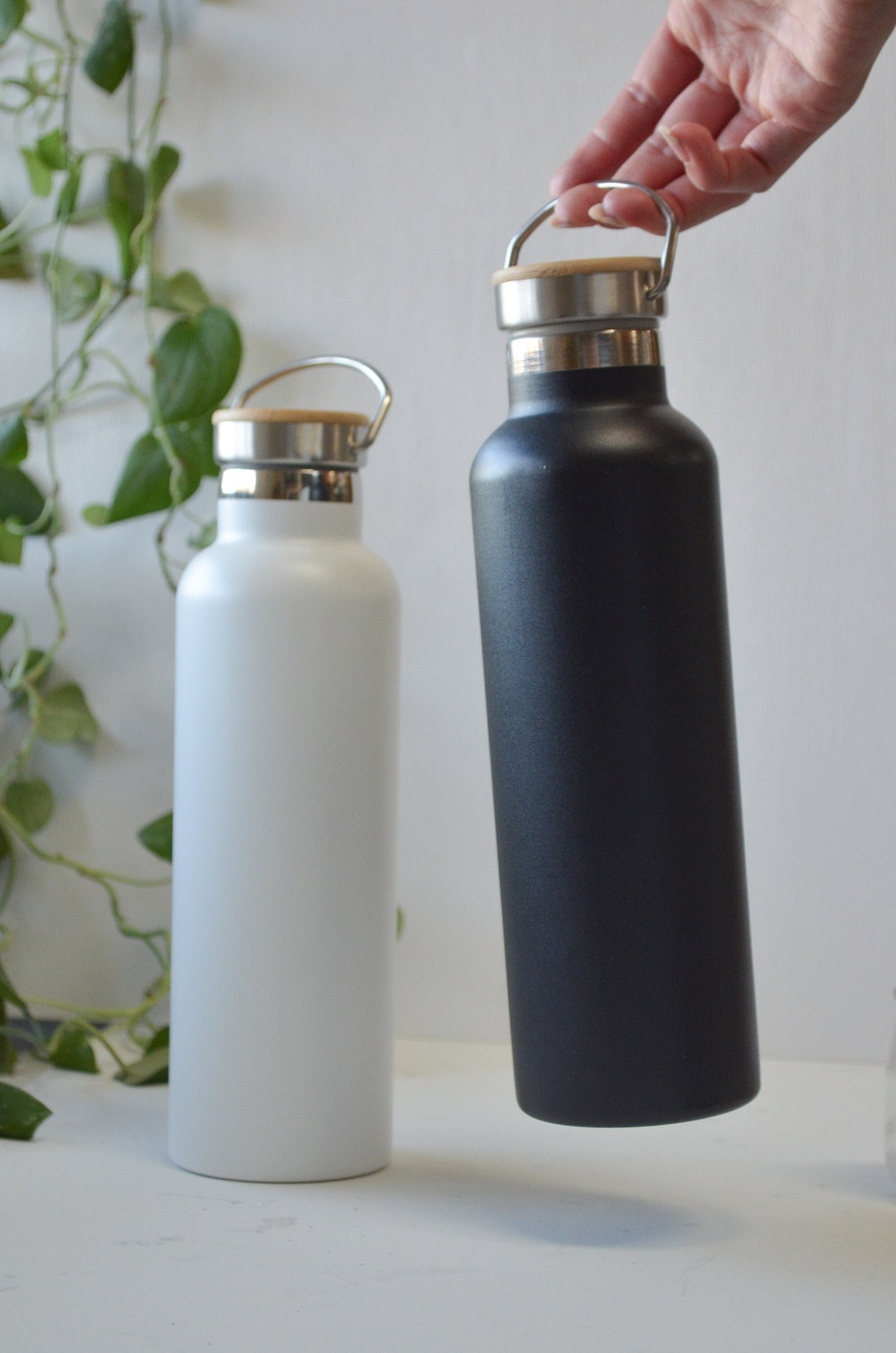 Stainless Steel Water Bottle With Bamboo Lid | Zero Waste | Eco ...
