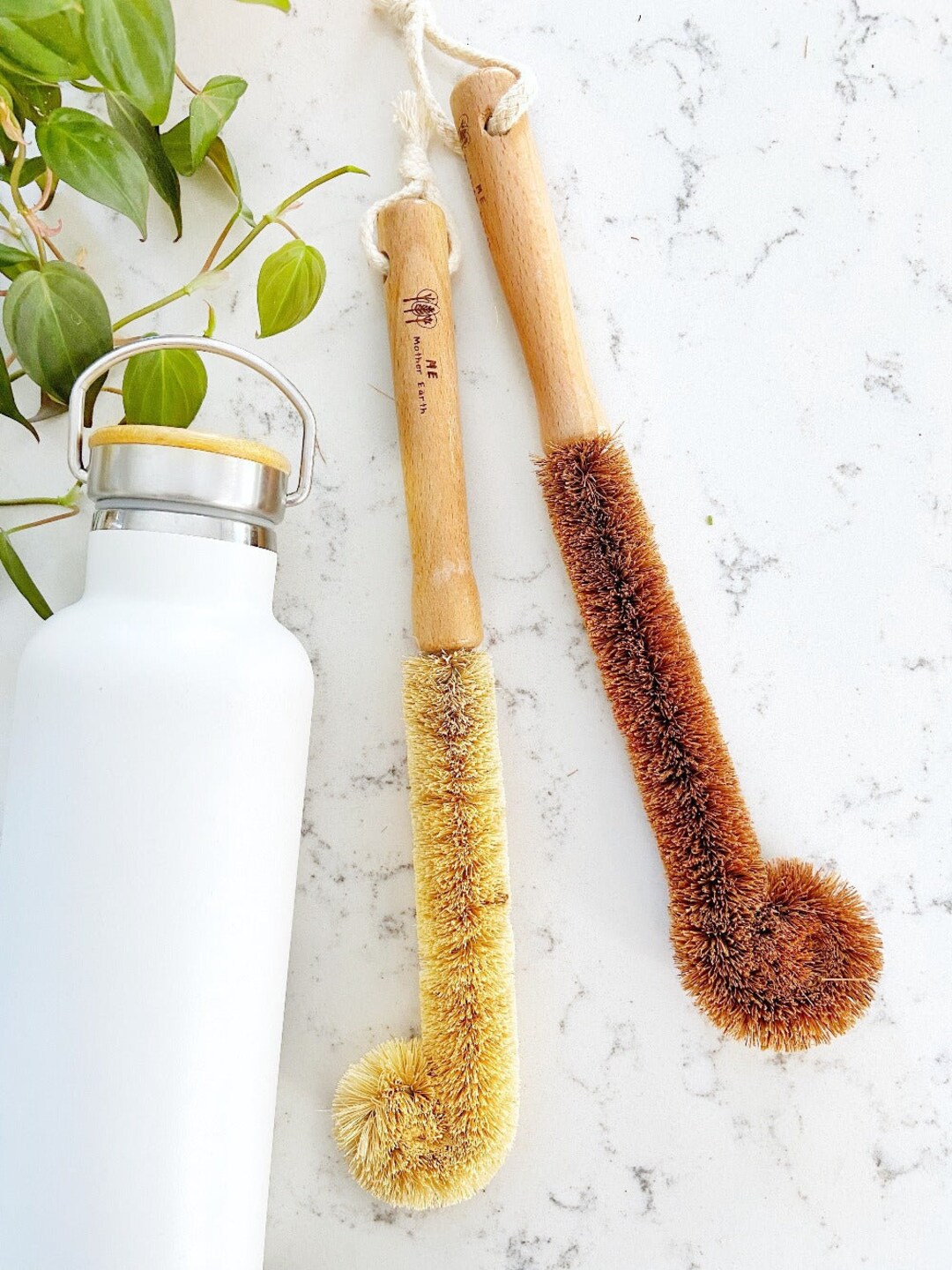 Bottle Scrub Brush Wood With Coconut Fibers Eco Friendly - Etsy