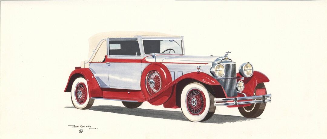 American Classic Cars. an Original Gouache Painting of a 1932 Packard ...