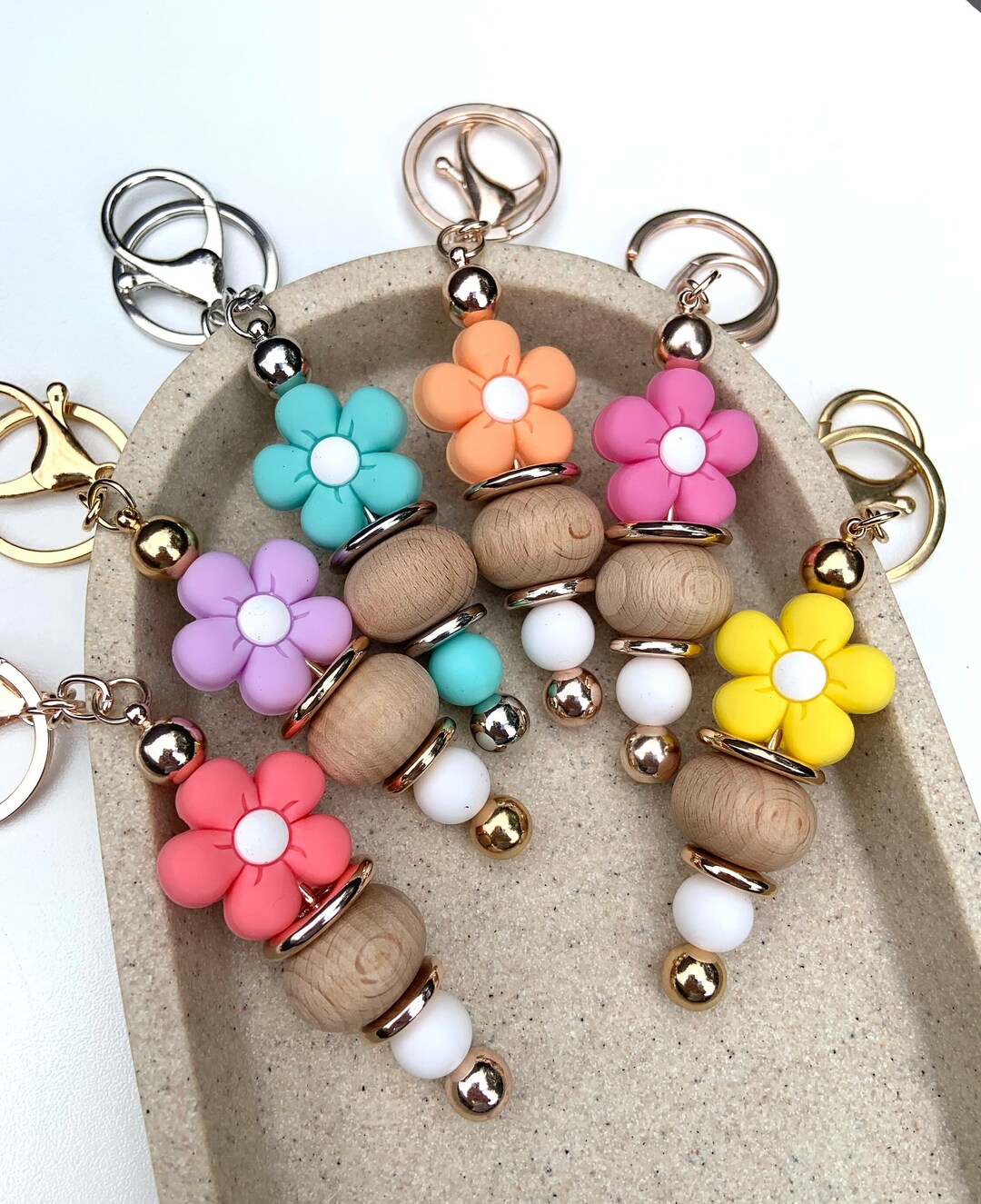 Beaded Keychain Bars Daisy Keychain Small Gift Idea Gifts for Her Gifts ...