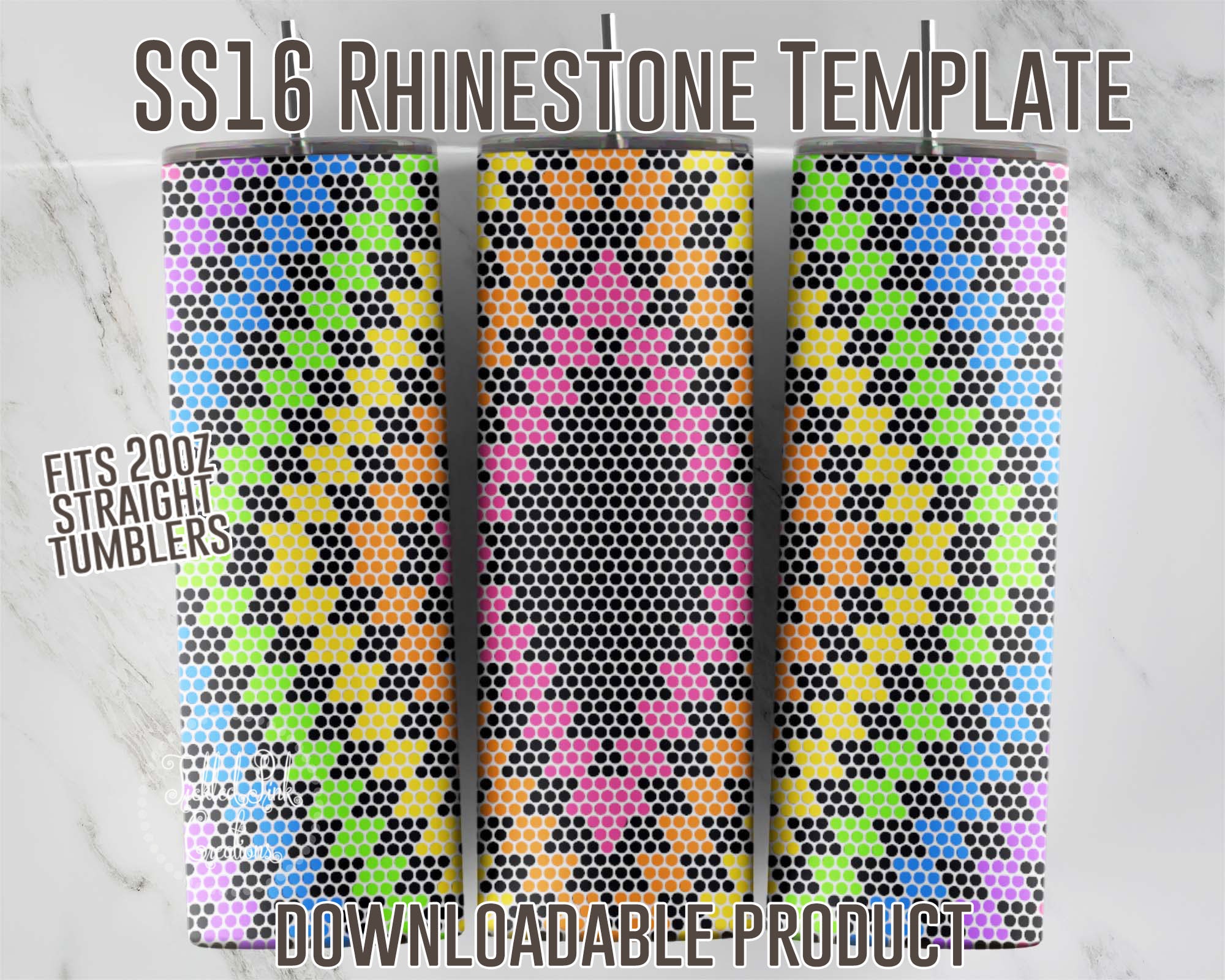 SS16 Rhinestone Black Rainbow Diamond Template | 20oz Tumbler Design ...