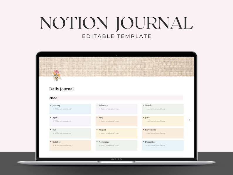 Journal Template for Notion Notion Template Notion Journal - Etsy