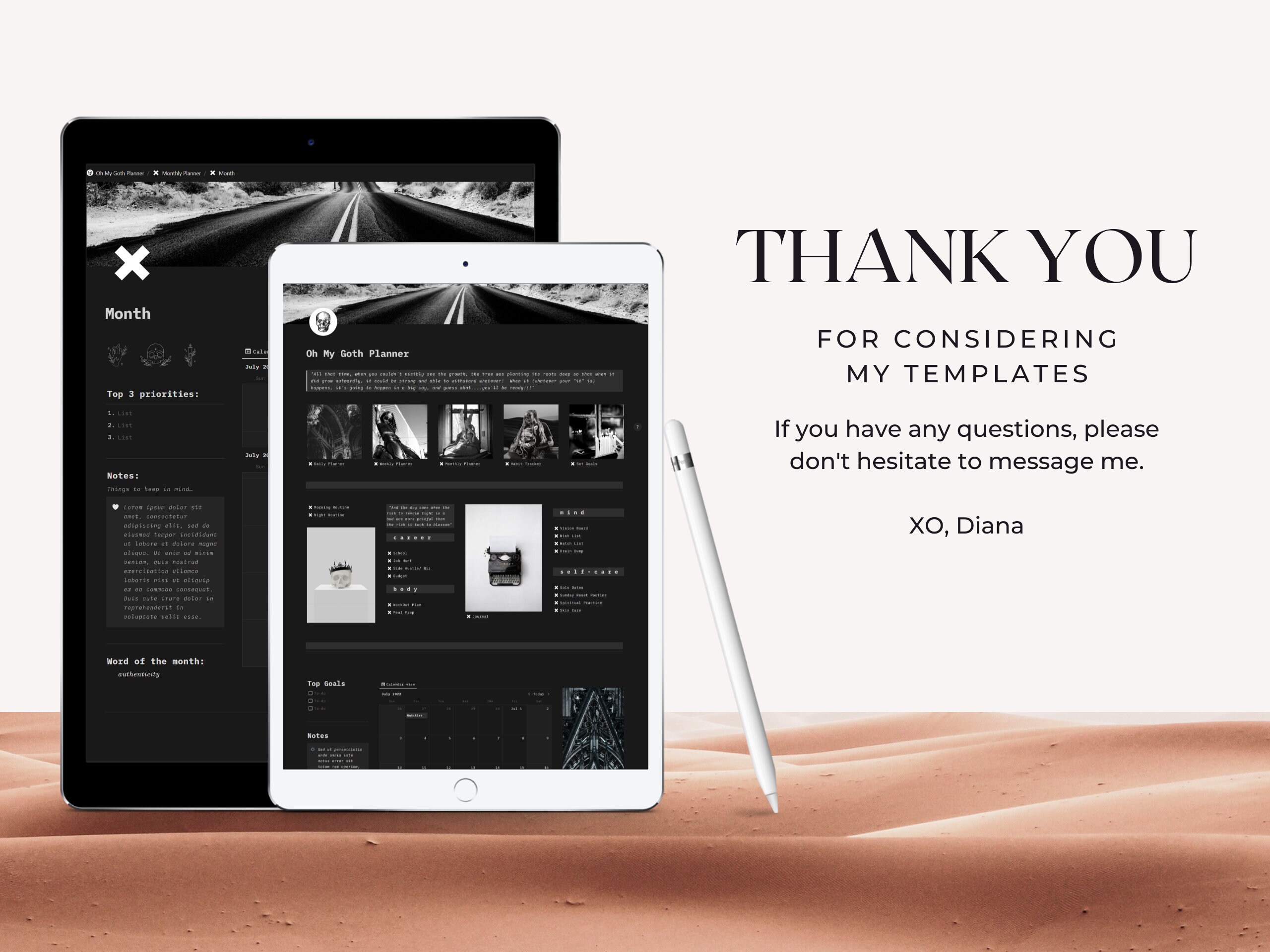 Dark Mode Notion Planner Template All in One Life Planner - Etsy