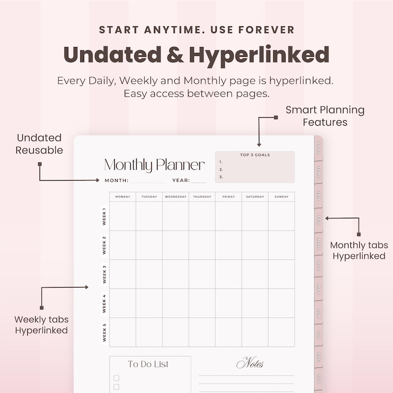 Minimalist Digital Planner: Undated Weekly, Monthly, Daily - Goodnotes ...