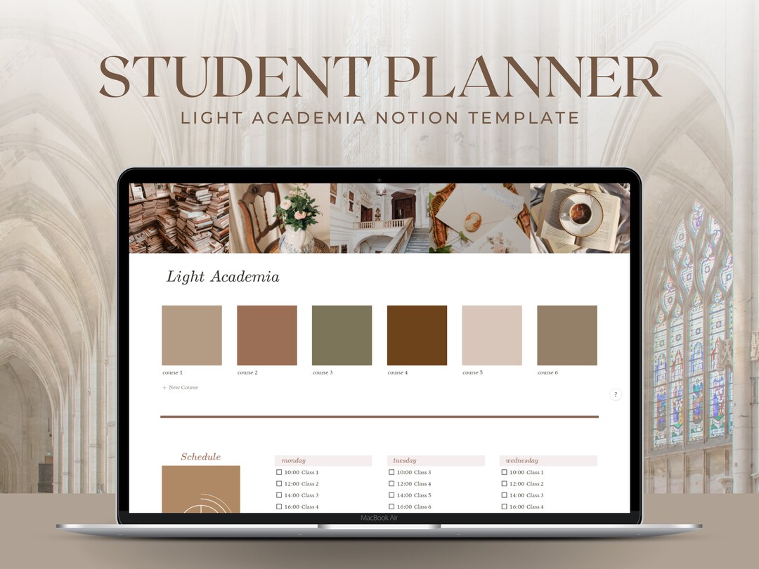 Notion Student Planner Template, Light Academia Planner, Digital ...