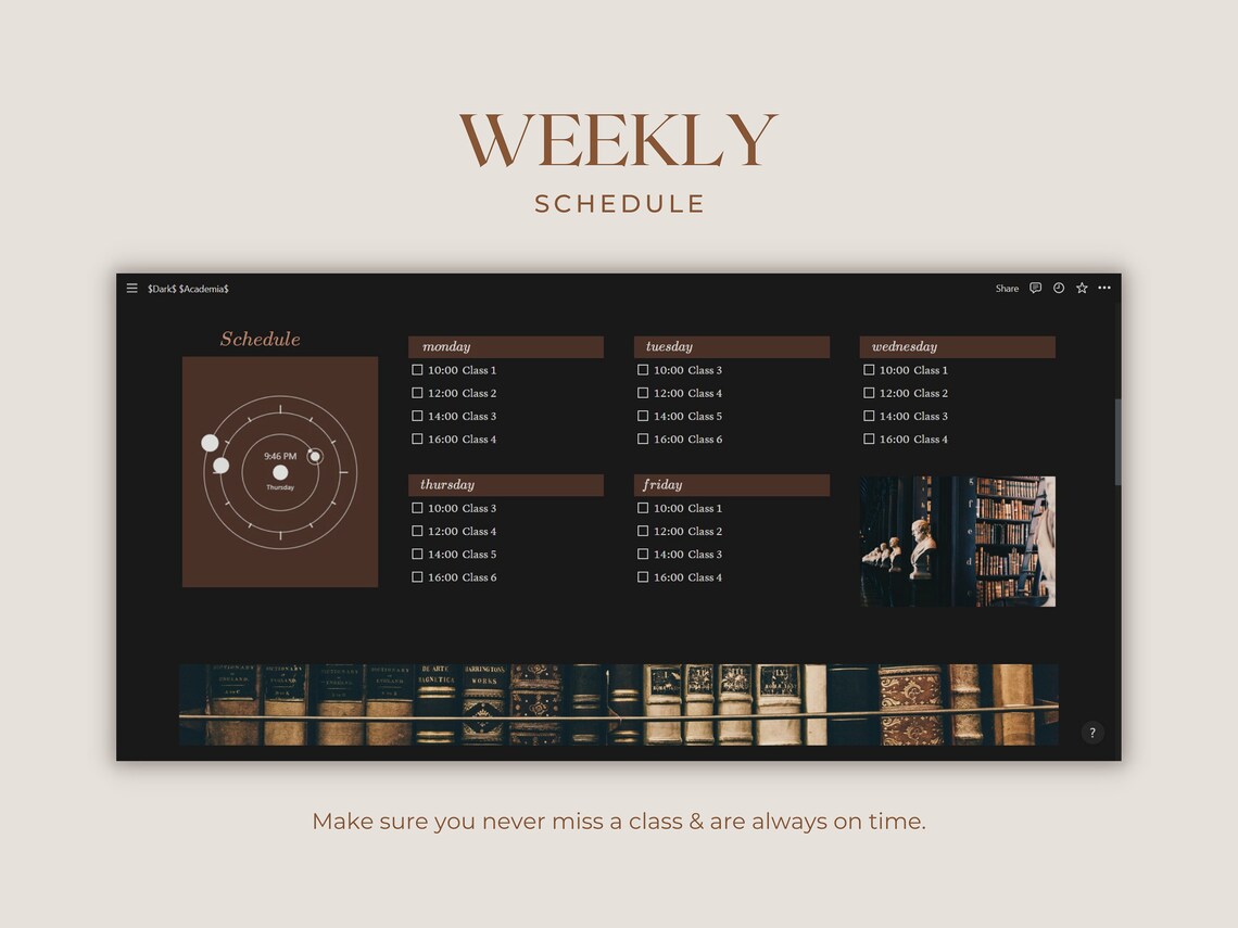 Notion Student Planner Template Dark Academia Planner - Etsy