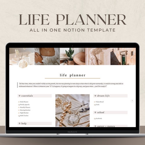 Notion Planner Template All In One Life Planner Personal Etsy