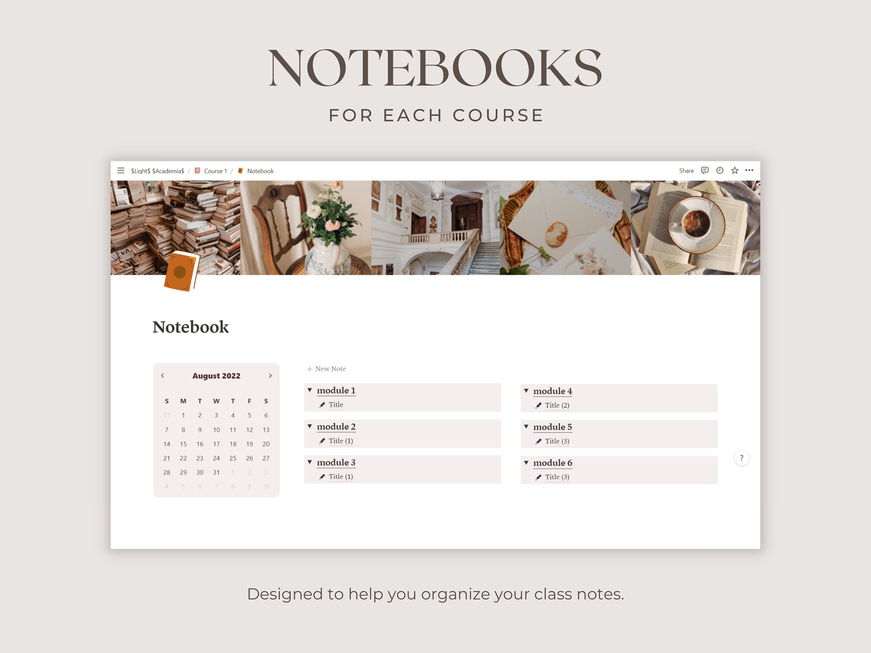 Notion Student Planner Template, Light Academia Planner, Digital ...