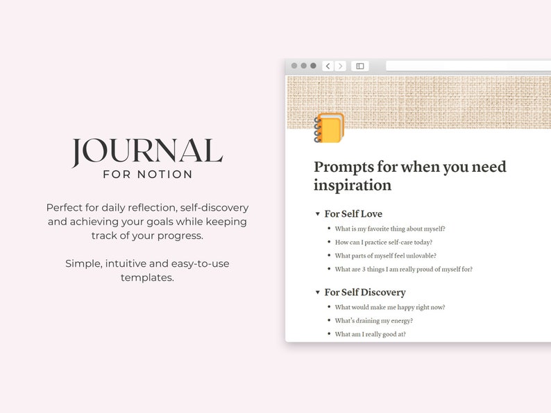 Journal Template for Notion Notion Template Notion Journal - Etsy