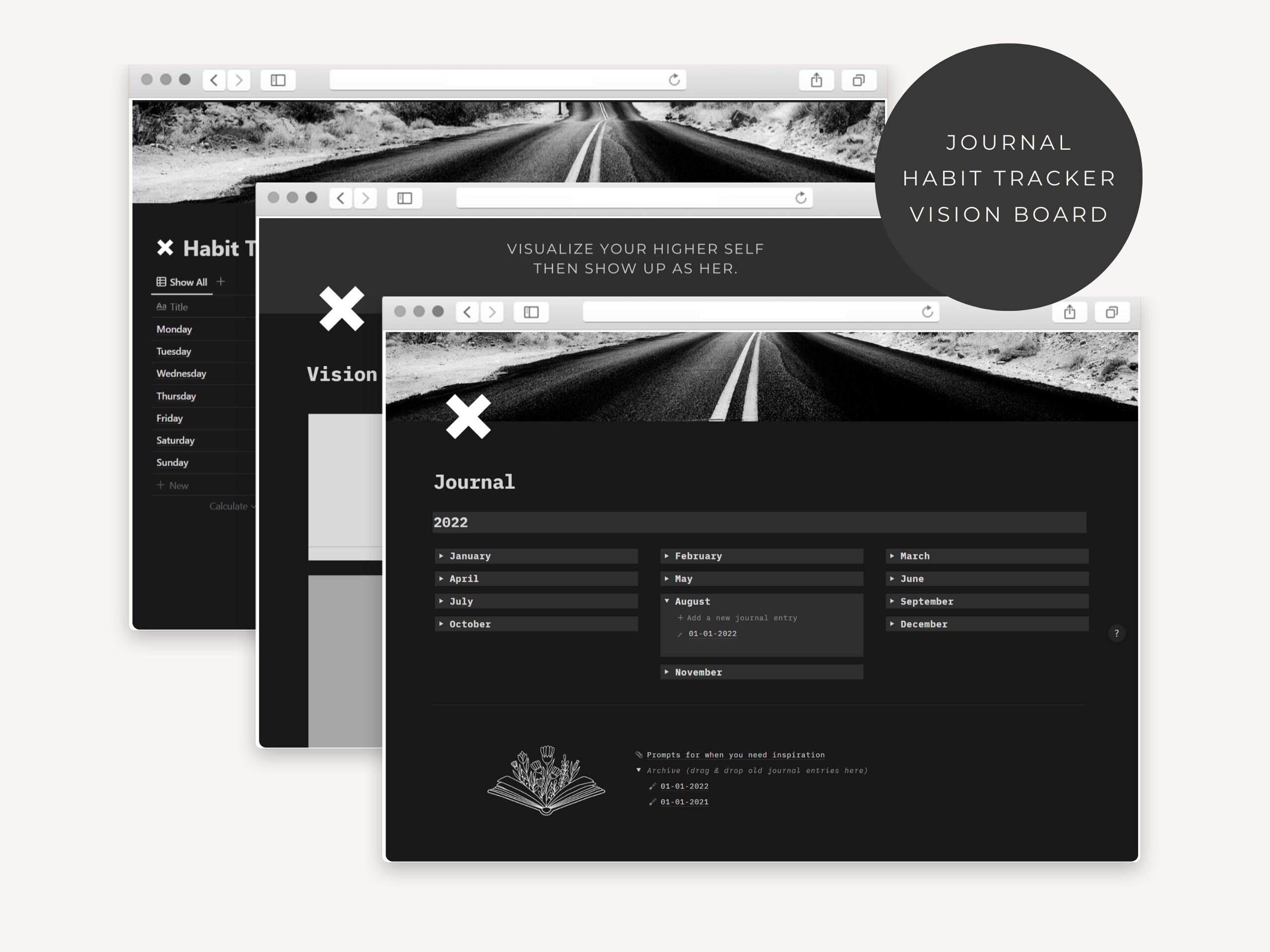 Dark Mode Notion Planner Template All in One Life Planner - Etsy