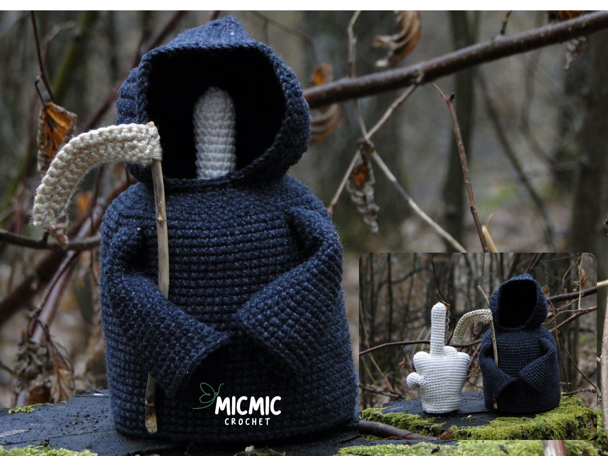 Funny Grim Reaper Middle Finger Crochet Pattern, Dark Humor Amigurumi ...