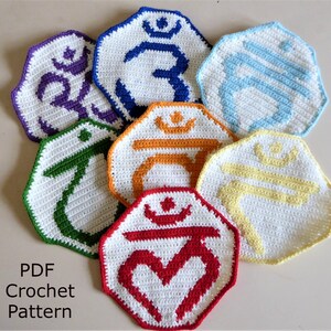 Chakra's Crochet Pattern, Cup Coaster Crochet Pattern, Chakra Symbols ...