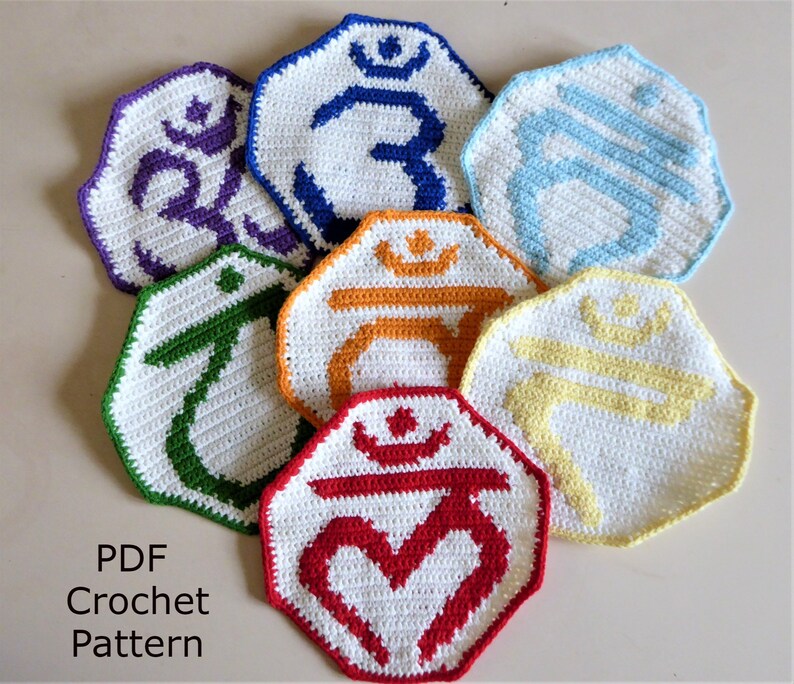 Chakra Symbols Crochet Pattern: Coaster or Wall Decor (PDF Pattern) - Etsy