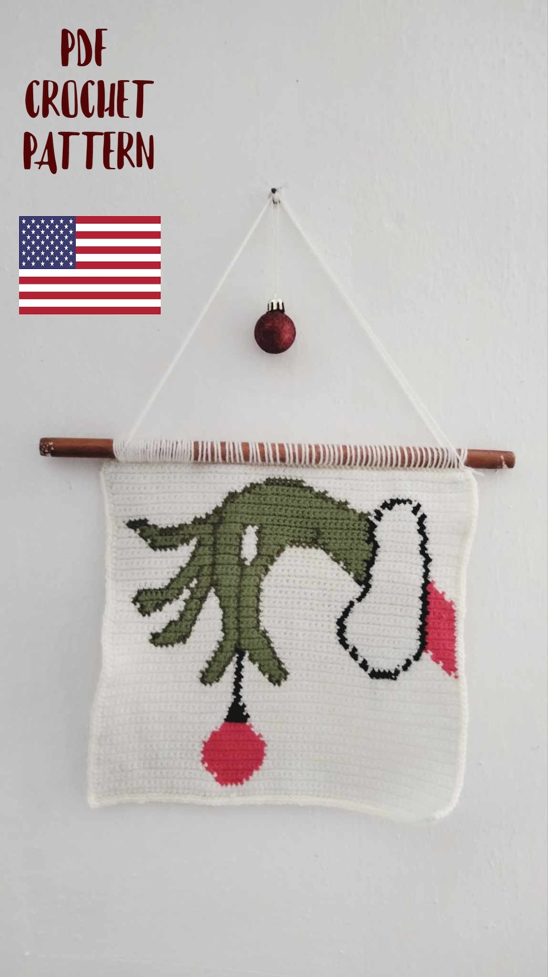 Grinch Hand Wallhanging Crochet Pattern - Etsy