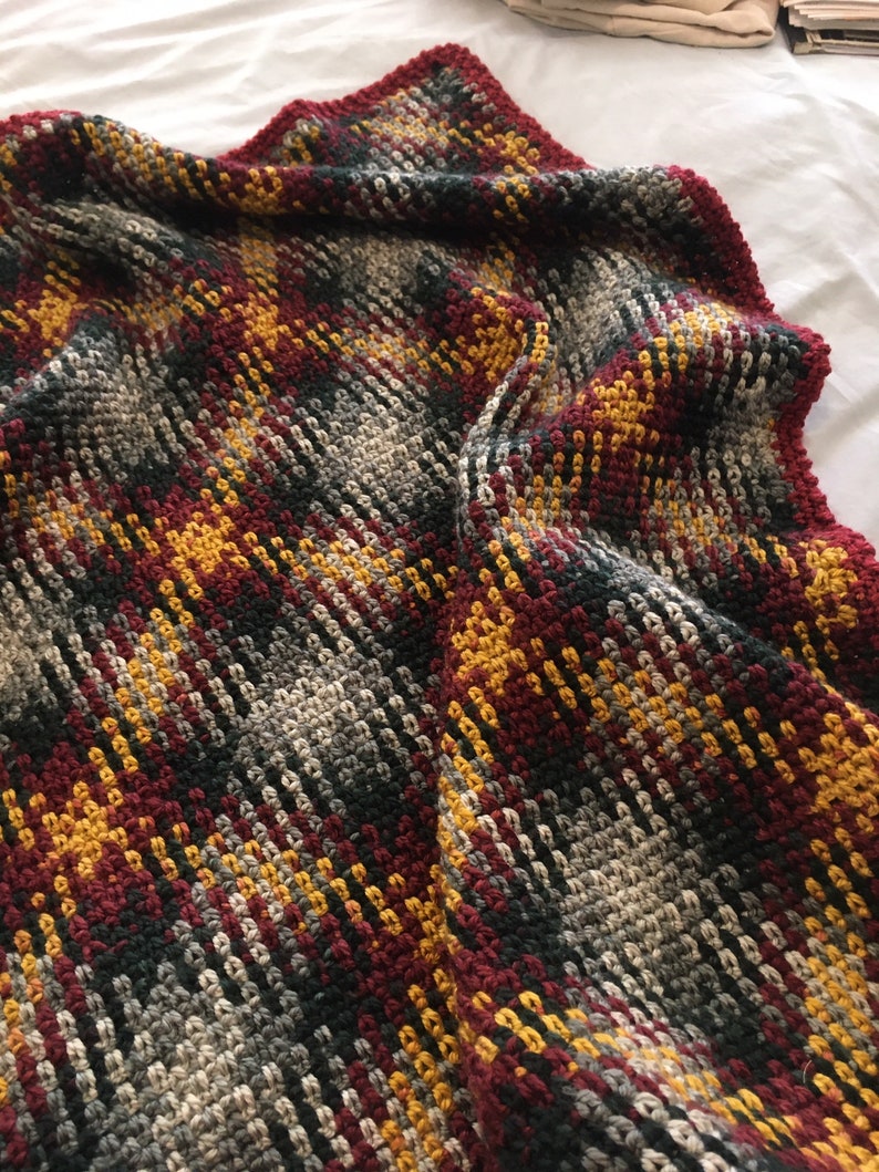 Crochet Planned Pooling Plaid Blanket - Etsy
