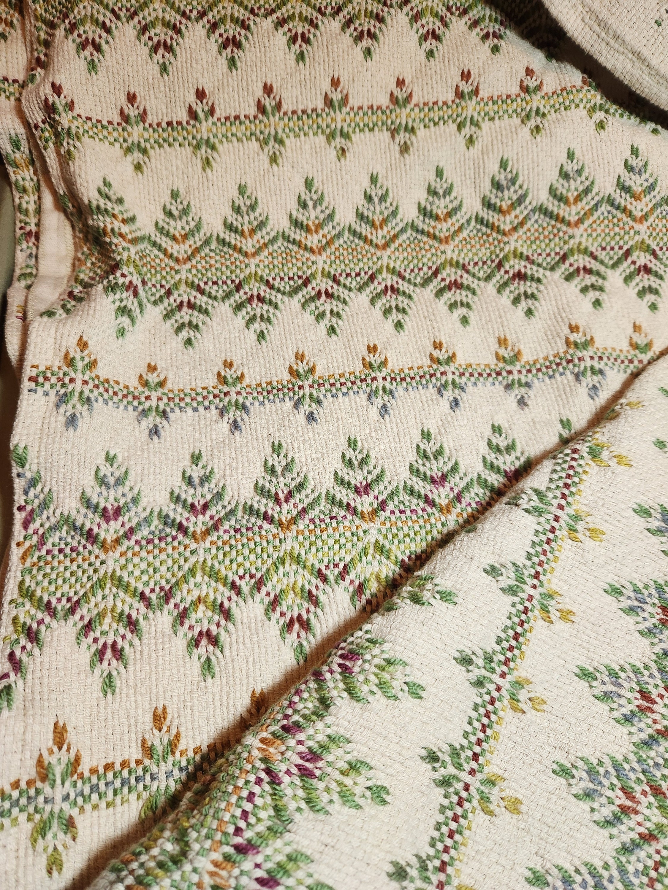 Swedish Weaving Trees Afghan/lap Throw/ Monks Cloth Afghan/throw ...